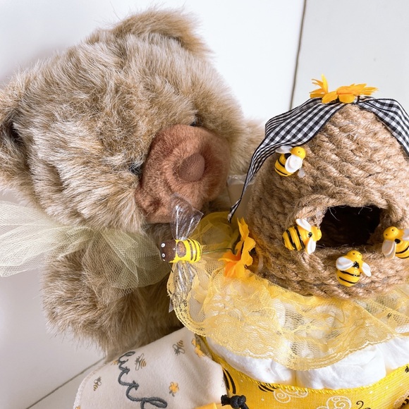 Handmade | Accessories | Honey Teddy Bear Diaper Diaper Cake Bee Themed ...
